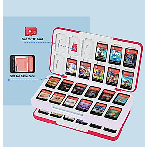 VANJUNN Game Card Case for Nintendo Switch Games, 48 Cartridge Slots Game Storage Case with 24 Memory SD Card Slots for Switch, Switch OLED(Silicone Lining)