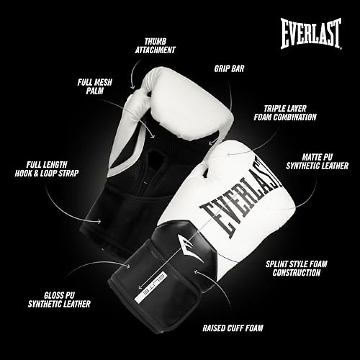 Everlast Elite 2 Boxing Gloves, Pro Training Gloves for Men and Women, Secure Fit Hook and Loop Closure & Ventilation, Heavy Bag & Speedbag Training (16 oz, Black/Gold)