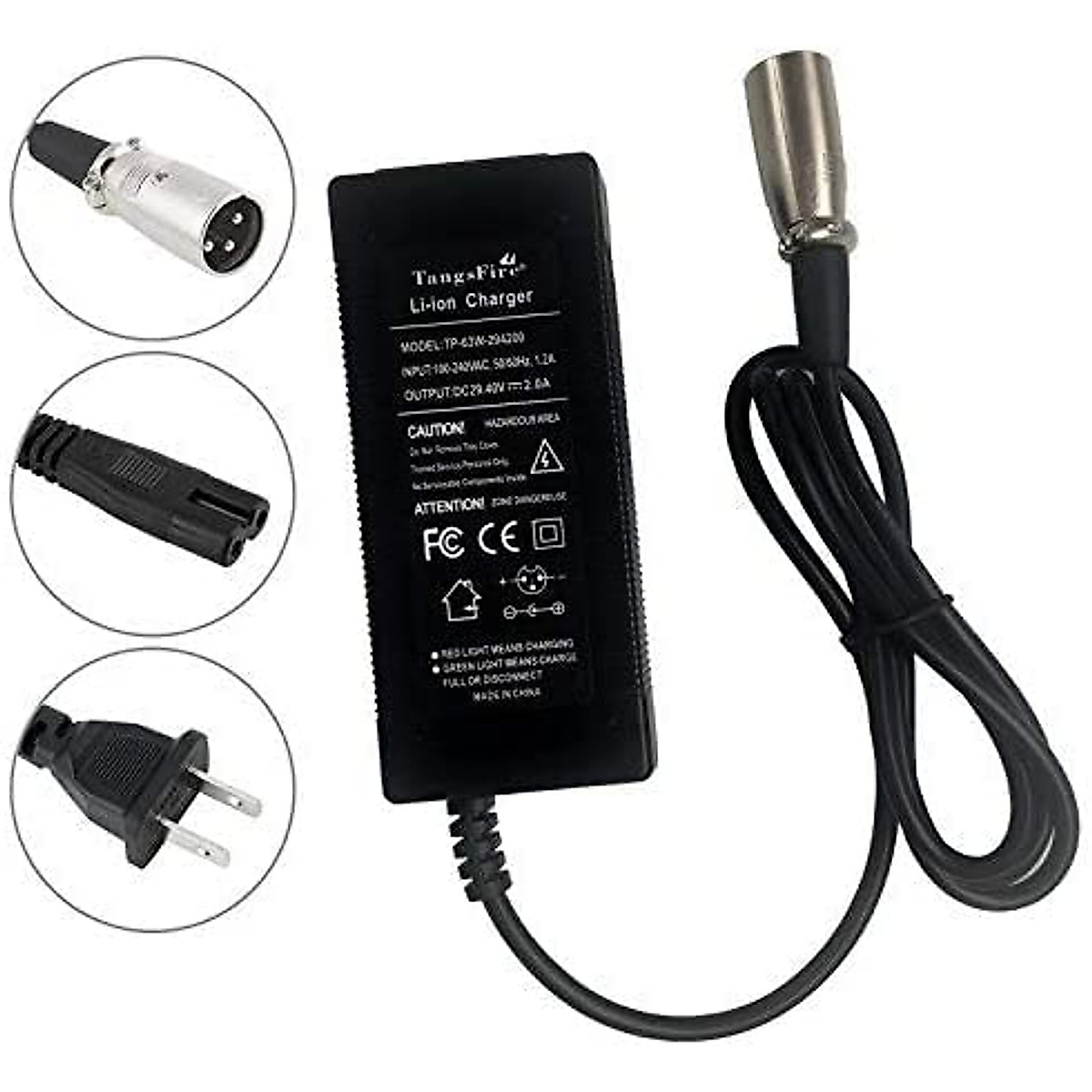 29.4V Battery Charger 25.9V 24V Output 2A for Lightweight Foldable wheelchairs (3-Pin XLR)