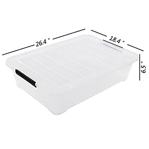 AnnkkyUS 40 Quarts Plastic Under Bed Storage Boxes with Wheels, Large Shallow Container Bins Set of 4