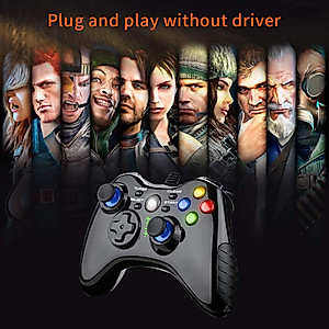 Wired PC Game Controller,Video Game Gamepad,with Dual-Joystick,Vibration Motors,7.2 feet USB Cable,Compatible with PC Windows,PS3,Android TV Box (Black)
