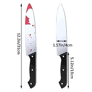 Molain Halloween Fake Knife Prop, 12inches Bloody Fake Knife, Pretend Cosplay Fake Knife, Halloween Fancy Dress Accessory Prop Knife, Halloween Classic Horror Props Kills Butcher Knife Prop