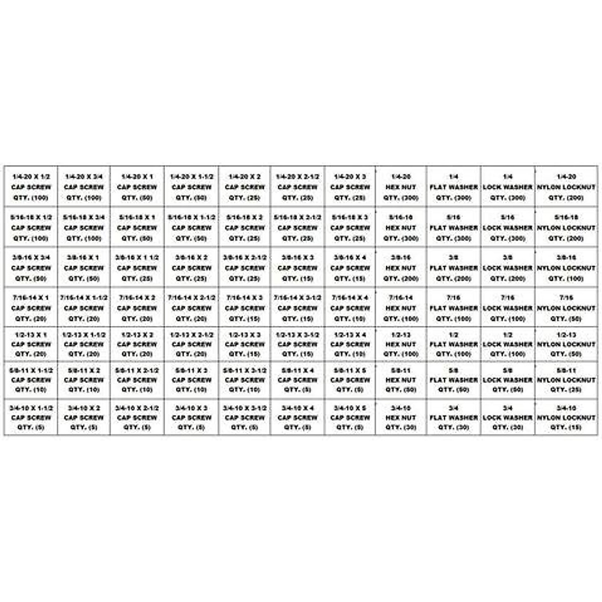 5170 Piece Grade 5 USS Coarse Thread Bin Kit with Two (2) 40 Hole Bins