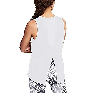 Bestisun Womens Exercise Tops Yoga Shirts Workout Tanks Athletic Shirts Breathable Gym Tops Yoga Tops White M