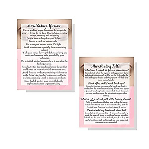 Mircoblading Aftercare Instructions Cards | Package of 30 | Pink Eyebrow Photo Design Double Sided Size 4.25 x 5.5" inches After Care Post Card
