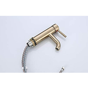 Derengge Single Lever Bathroom Faucet,Single Hole Bathroom Sink Faucet,Brushed Gold Lavatory Faucet,F-509-CS