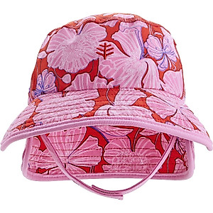 Coolibar UPF 50+ Baby Linden Sun Bucket Hat - Sun Protective (6-12 Months- Radiant Red Botanical Floral)
