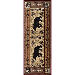 Universal Rugs Black Bear Pattern Brown Runner, 2.7' x 10