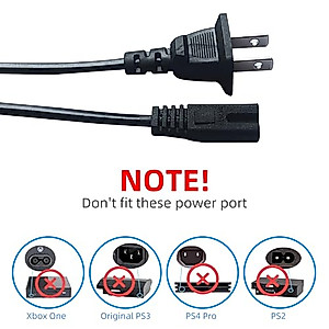 Parts Express Replacement AC Power Cord AC Power Cord for Xbox One S/X, Xbox Series X/S Sony PS4 2 Prong TV Power Cord Compatible for Printer, Monitor, Game Console DVR Chassis and Fans