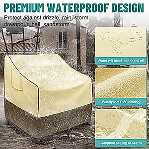 Asinking Patio Chair Covers for Outdoor Furniture, 100% Waterproof Heavy Duty Outdoor Chair Covers, Patio Furniture Cover for Lounge Deep Seat, 35"W x 38"D x 31"H, 2 Pack, Khaki/Brown