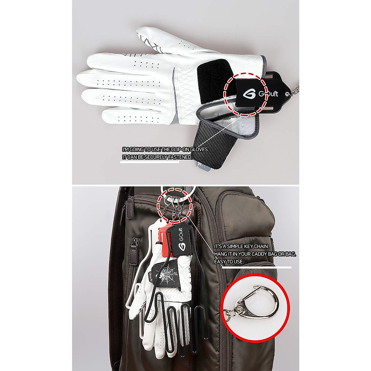 GOuft Golf Glove Stretcher/Golf Glove Dryer (Key Chain) (Red)