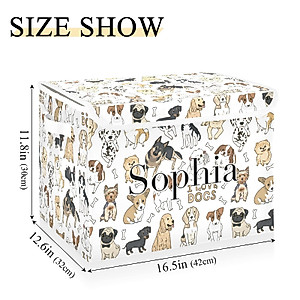 Vnurnrn Dogs Personalized Large Storage Bins with Lids Collapsible Closet Organizer Shelf Baskets for Office Bedroom Home Toys