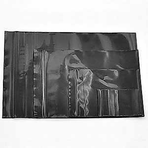 Flat Black Plastic Zip Lock Bag Pouches 13x19cm (5x7.5") (100/Pack)