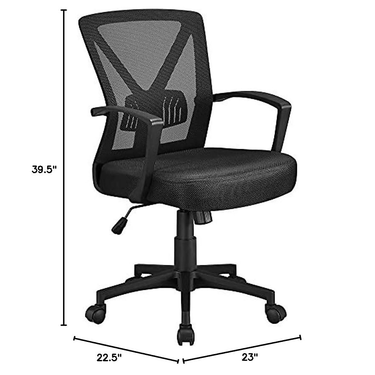 Yaheetech Office Chair Computer Desk Chair Swivel Ergonomic Chair Rolling Executive Office Chair with Wheels and Lumbar Support for Home Office and Study, Black