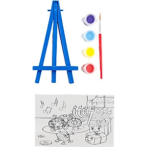 Izzy 'n' Dizzy Canvas Painting Kit with Easel - Chanukah Kids Canvas Painting Set - Pre Drawn Canvas for Painting for Kids - Chanukah Kids Arts and Crafts