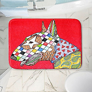 Dia Noche Designs, Bath and Kitchen Floor Mats, Small 24 x 17 in, MFBM-MarleyUngaroBullTerRed1