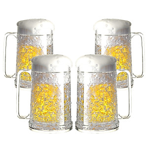 Auhafaly Double Wall Freezer Mug Frosty Mug Insulated Ice Cup with Gel 16oz/450ml (Set of 4)