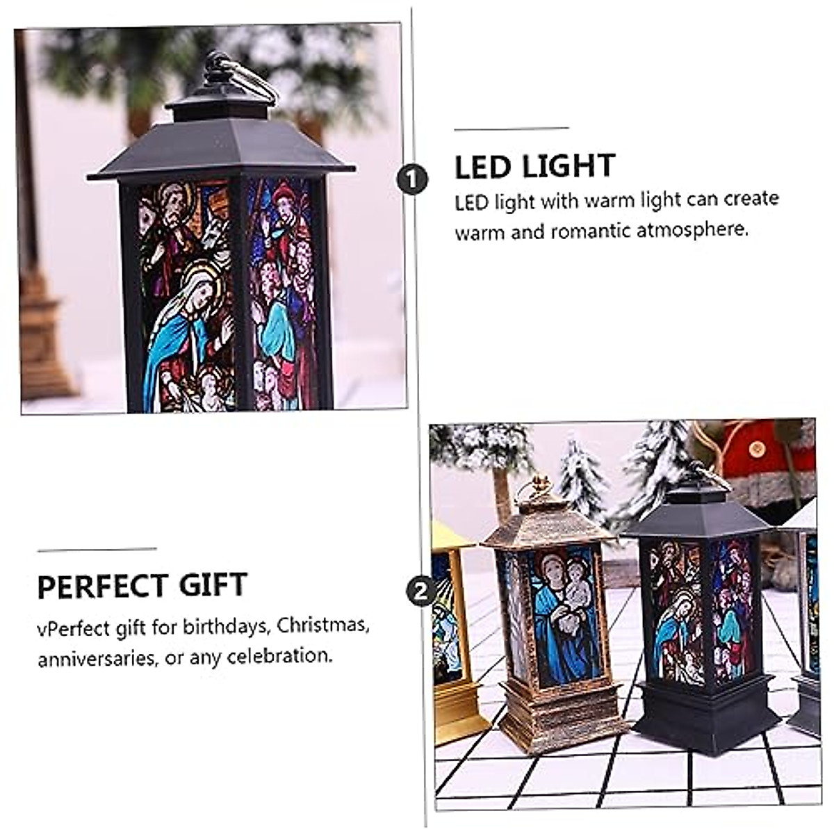 NOLITOY 3pcs for Globe Simulated Outdoor Snow Party Without Snowing Lighted Lights Lanterns Supplies Lighting Glittering Oil Christmas Candle Light Halloween Handheld Night Nativity