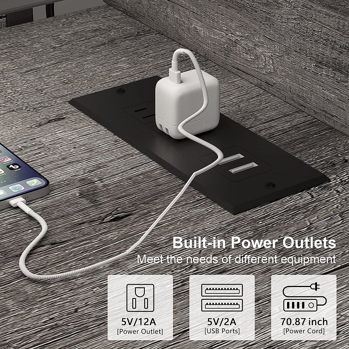 MUTUN Corner TV Stand with Power Outlet, Corner TV Stand for 32 43 50 55 60 Inch TV, Corner Entertainment Center, Industrial TV Console Table for Living Room Bedroom, 55 Inch, Grey Oak