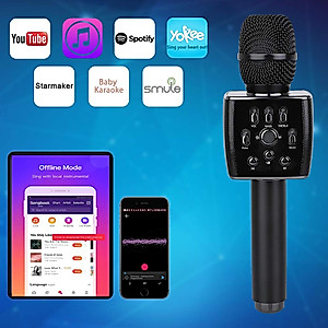 2049 X37 12w Cardioid Dynamic Karaoke Microphone, Adult Kid Handheld Wireless Bluetooth Karaoke Machine for Home/Carpool/Party/Classroom/Outdoor Compatible with Smart phone/PC/PAD/Car Speaker/TV