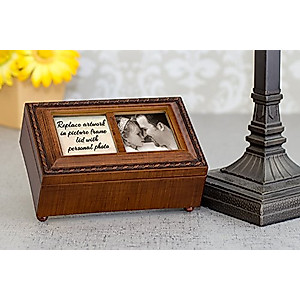 Cottage Garden Baby Girl Loved for This Child Woodgrain Rope Trim Jewelry Music Box Plays Jesus Loves Me