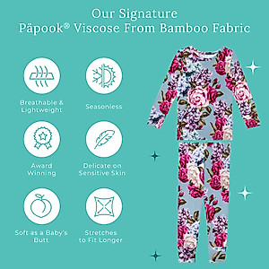 Posh Peanut Girls Pajamas - Soft, Viscose from Bamboo PJs for Kids - Matching, Long Sleeve Toddler Pajamas for Girls (6-12 Months) Lacey