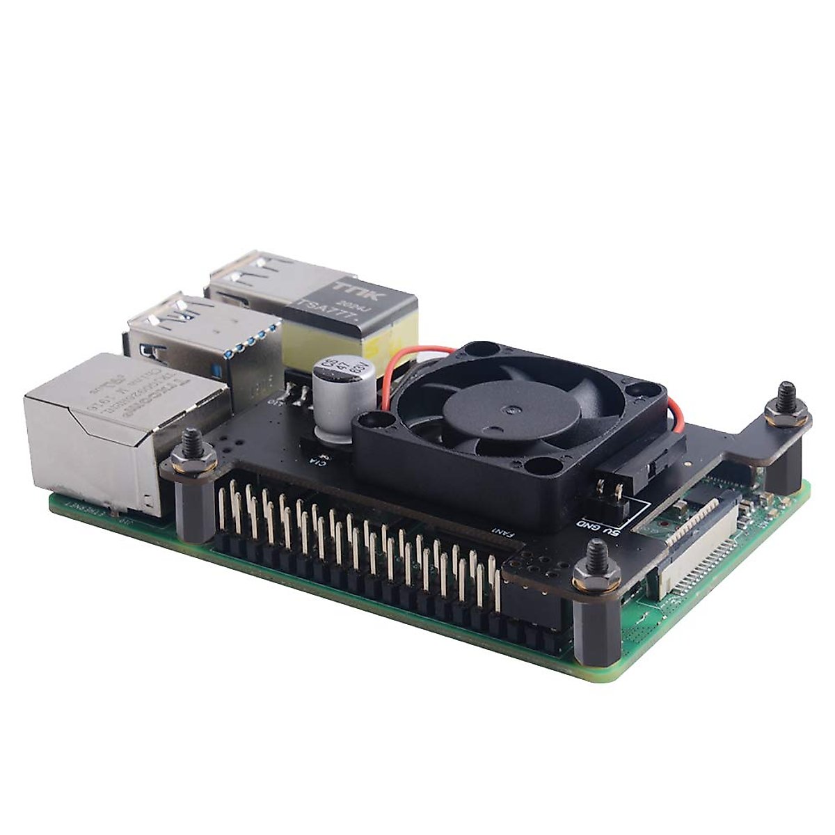 GeeekPi Isolated PoE HAT for Raspberry Pi 4, Support IEEE 802.3af or 802.3at PoE Standard,with Cooling Fan 30x30x7mm for Raspberry Pi 4 Model B / 3B+ 3B Plus