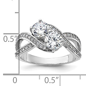 IceCarats 925 Sterling Silver Cubic Zirconia CZ Two Stone Ring Size 7