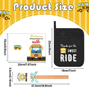 6 Pcs Bus Driver Appreciation Gifts School Bus Tumbler Cup with Keychain Bus Driver Pot Holder with Pocket Heat Resistant Oven Pads Silicone Spatula Rubber Greeting Card for Bus Driver Teacher Gifts