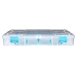 ArtBin 6847AG Medium Anti-Tarnish Box with Removable Dividers, Jewelry & Craft Organizer with Anti-Tarnish Technology, [1] Plastic Storage Case, Clear with Aqua Accents