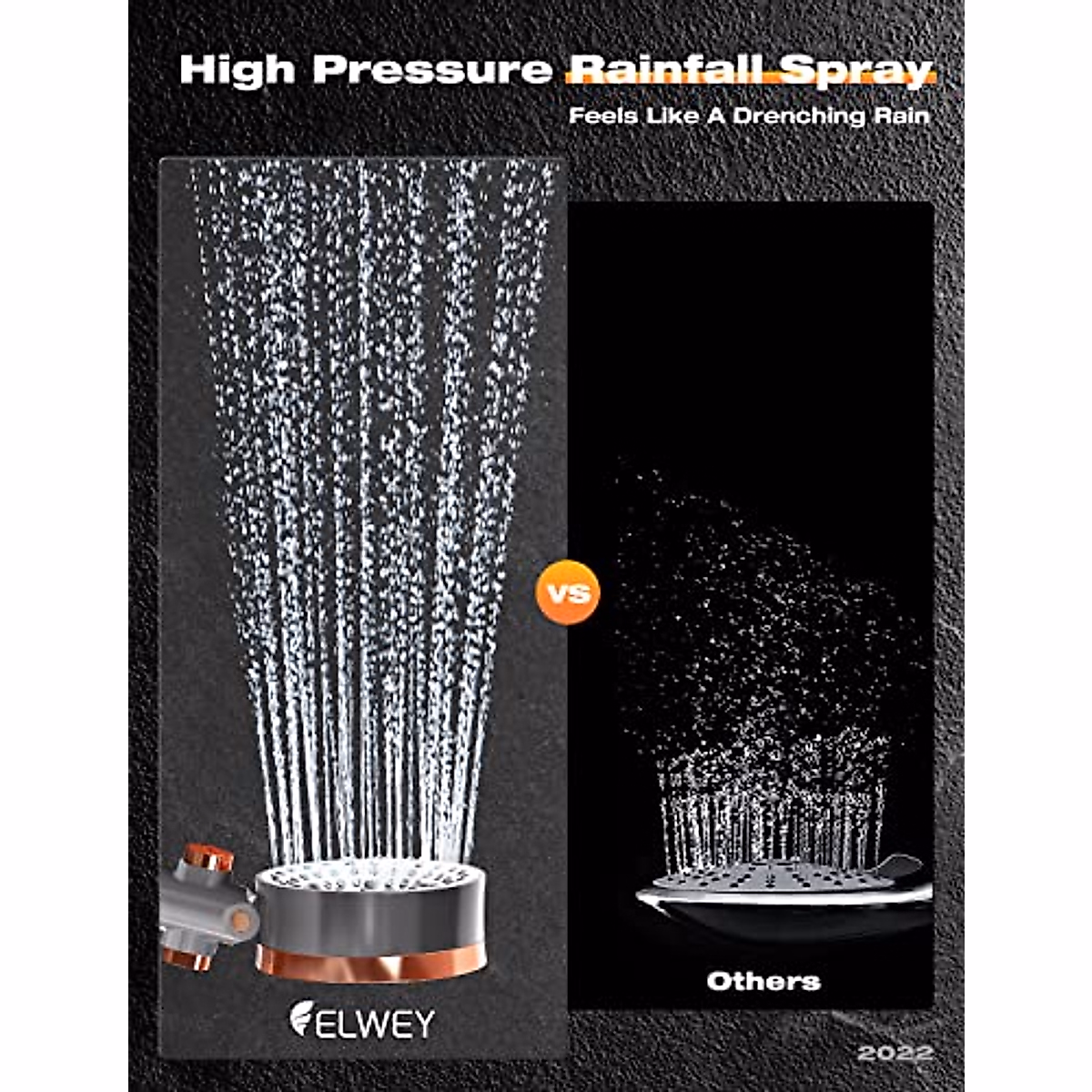 Filtered Handheld Shower Head, ELWEY High Pressure Showerhead with [Rainfall] [Mist] [Massage] Spray Modes Shower wand Comes With [Stainless Steel Hose] [Teflon Tape] [Shower Filter Replacement]