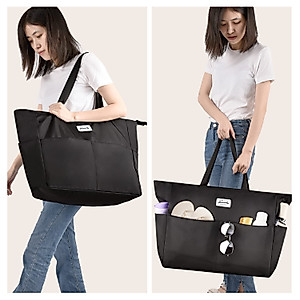 HOMESPON Large Tote Bag Floral Water Resistant Shoulder Bag Reusable Sandproof Grocery Bag Travel Oversized Pockets Beach Bag for Pool Gym Beach Daily Bags