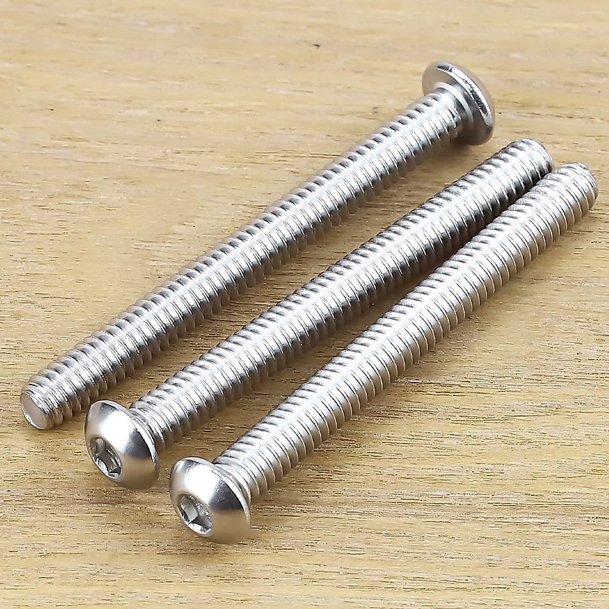 1/4-20 x 2-1/2" Button Head Socket Cap Bolts Screws, 304 Stainless Steel 18-8, Allen Hex Drive, Bright Finish, Fully Machine Thread, Pack of 20