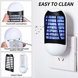 Qualirey 6 Pcs Bug Zapper Indoor Plug in Electric Mosquito Zapper Portable Mosquito Repellent Indoors Fly Trap Mosquito Gnat Killer Insect Zapper Lamp for Home Bedroom Garage Kitchen