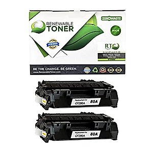 Renewable Toner Compatible MICR Toner Cartridge Replacement for HP 80A CF280A for HP LaserJet Pro 400 M401 M425 (Black, 2-Pack)
