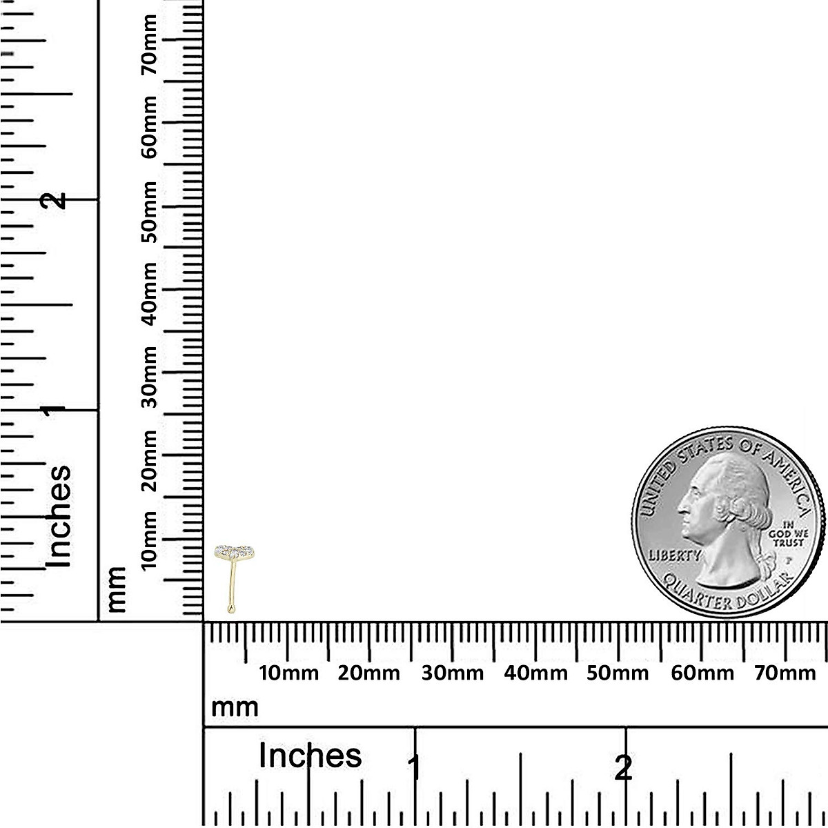 AVORA 14K Yellow Gold Simulated Diamond CZ Heart Nose Ring Body Jewelry (22 Gauge)