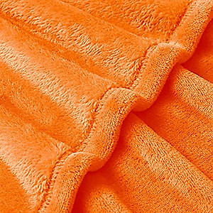 EXQ Home Fleece Blanket Orange Throw Blanket for Couch or Bed - Microfiber Fuzzy Flannel Blanket for Adults or Kids