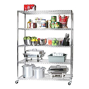 Seville Classics UltraDurable Heavy Duty NSF Solid Steel Wire Rack Storage Unit Organizer for Garage, Warehouse, Office, Restaurant, Classroom, Kitchen, 5-Tier Shelving, 60" W x 18" D