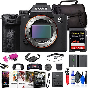 Sony a7 III Mirrorless Camera (ILCE7M3/B) + 64GB Memory Card + Bag + NP-FZ100 Compatible Battery + Card Reader + Corel Photo Software + Flex Tripod + Hand Strap + Memory Wallet + More (Renewed)