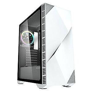 Zalman Z3 Iceberg ATX Mid Tower Gaming PC Case - 2 x 120mm ARGB Fans Preinstalled - Tempered Glass Side Panel - Support E-ATX, 2 x USB 3.0, White