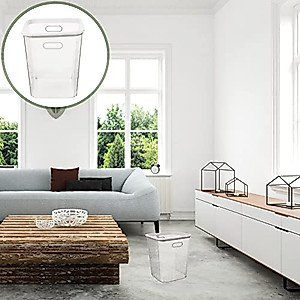 Zerodeko Garbage Bin Clear Trash Can Transparent Wastebasket Square Garbage Container Bin Small Trash Bin Plastic Garbage Can for Home Bathroom Bedroom Kitchen Dorm Room Office Bathroom Trashcan