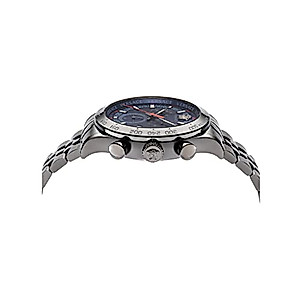 Versace Hellenyium Collection Luxury Mens Watch Timepiece with a Grey Bracelet Featuring a Grey Case and Blue Dial