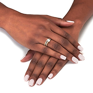 PalmBeach Yellow Gold-Plated or Sterling Silver Round Cubic Zirconia Twisted Vine Bridal Ring Set Size 10