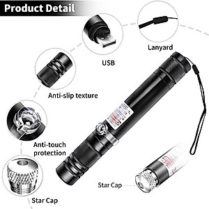 Cowjag Laser Pointer, Long Range Red Laser Pointer,Laser Pointer High Power Pen, Red Pointer Rechargeable for Hiking, Cat Laser Toy USB Charge(Red Light)