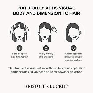 KRISTOFER BUCKLE Full Disclosure Scalp Cover Duo, 0.39 oz. | Camouflaging Cream Conceals Sparse, Thinning Hair & Bald Spots | Salt & Pepper