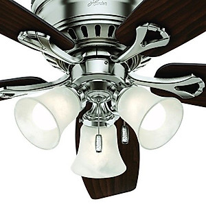 Hunter Fan 52 inch Casual Brushed Nickel Finish Indoor Ceiling Fan with LED Light Kit and Pull Chain (Renewed)