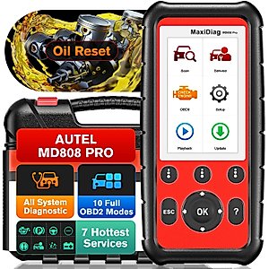 Autel MaxiDiag MD808 Pro OBD2 Scanner: Level-up of MD808 MD806 MD802, All System Diagnostic Tool, 7 Reset Service Oil/EPB/SAS/BMS/Throttle, Full 12 OBDII Modes, AutoScan Live Data Lifetime Free Update