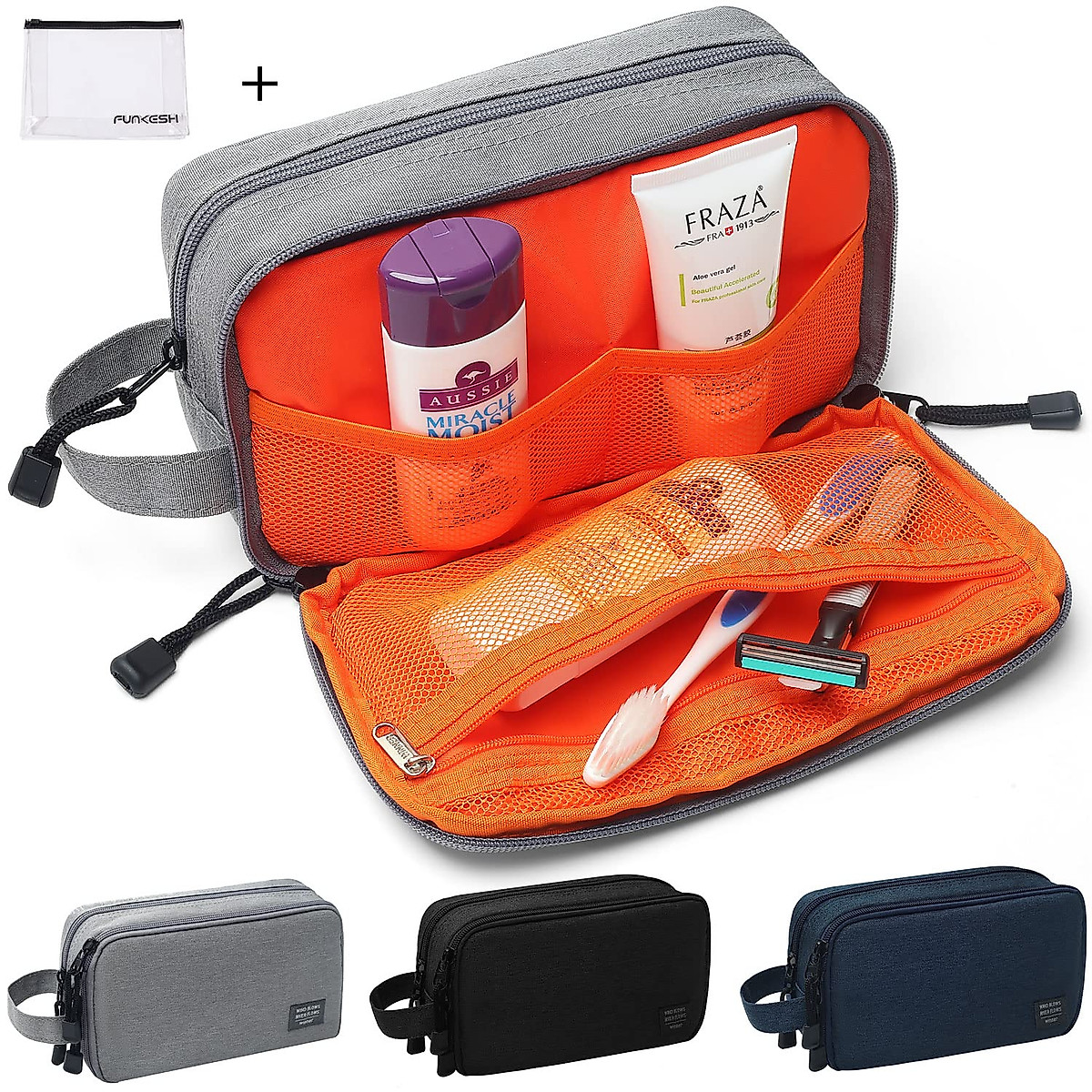 Mens Toiletry Bag Waterproof Organizer Bag Travel Shaving Dopp Kit Perfect Travel Accessory Gift (Gray)