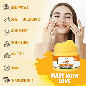 Turmeric Face Cream for Face & Body - All Natural Turmeric Skin Brightening Lotion - Turmeric Cleanses Skin, Fights Acne, Evens Tone, Fades Scars, Sun Damage, & Age Spots - Handcrafted Made in USA