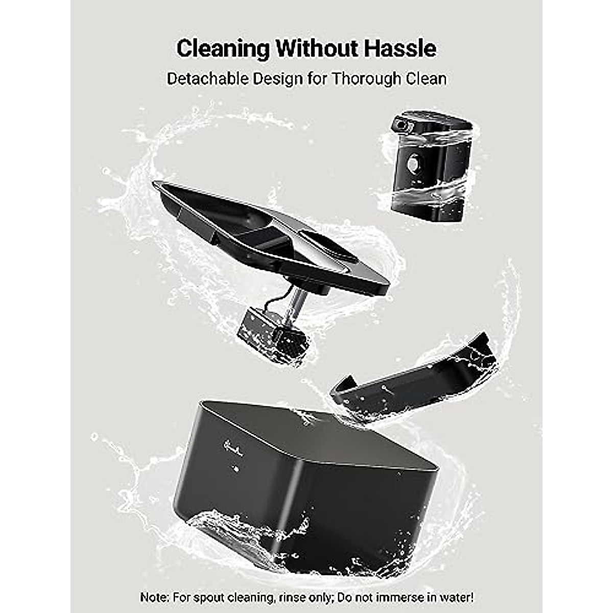 DownyPaws Battery Operated Cat Water Fountain, 84oz/2.5L Fursink Wireless Pet Water Fountain for Cats Inside, Automatic Cat Waterer Fountain with Motion Sensor, Ultra Quiet Pump, BPA-Free, Black